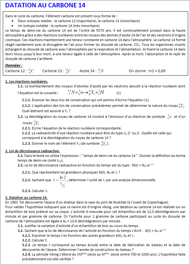 Radioactivité (2) – Datations – Chantiers de Sciences