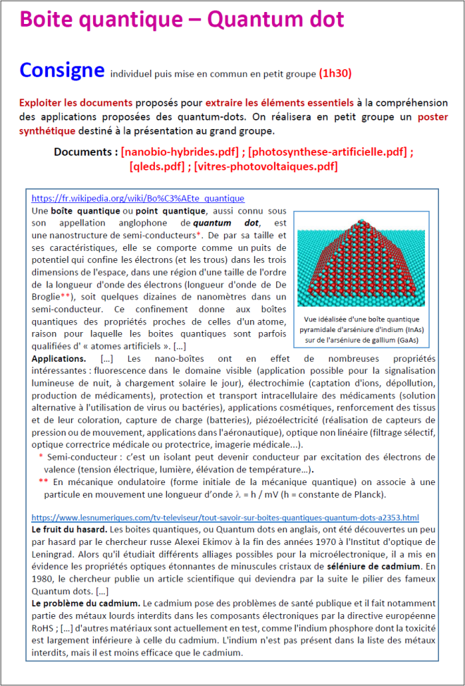 Nano (6) Quantum-dot – Chantiers de Sciences