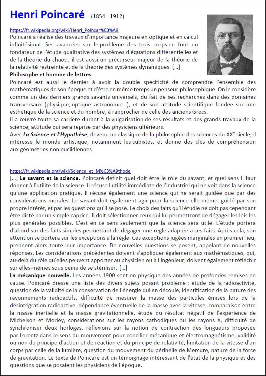 Henri Poincaré – Chantiers de Sciences