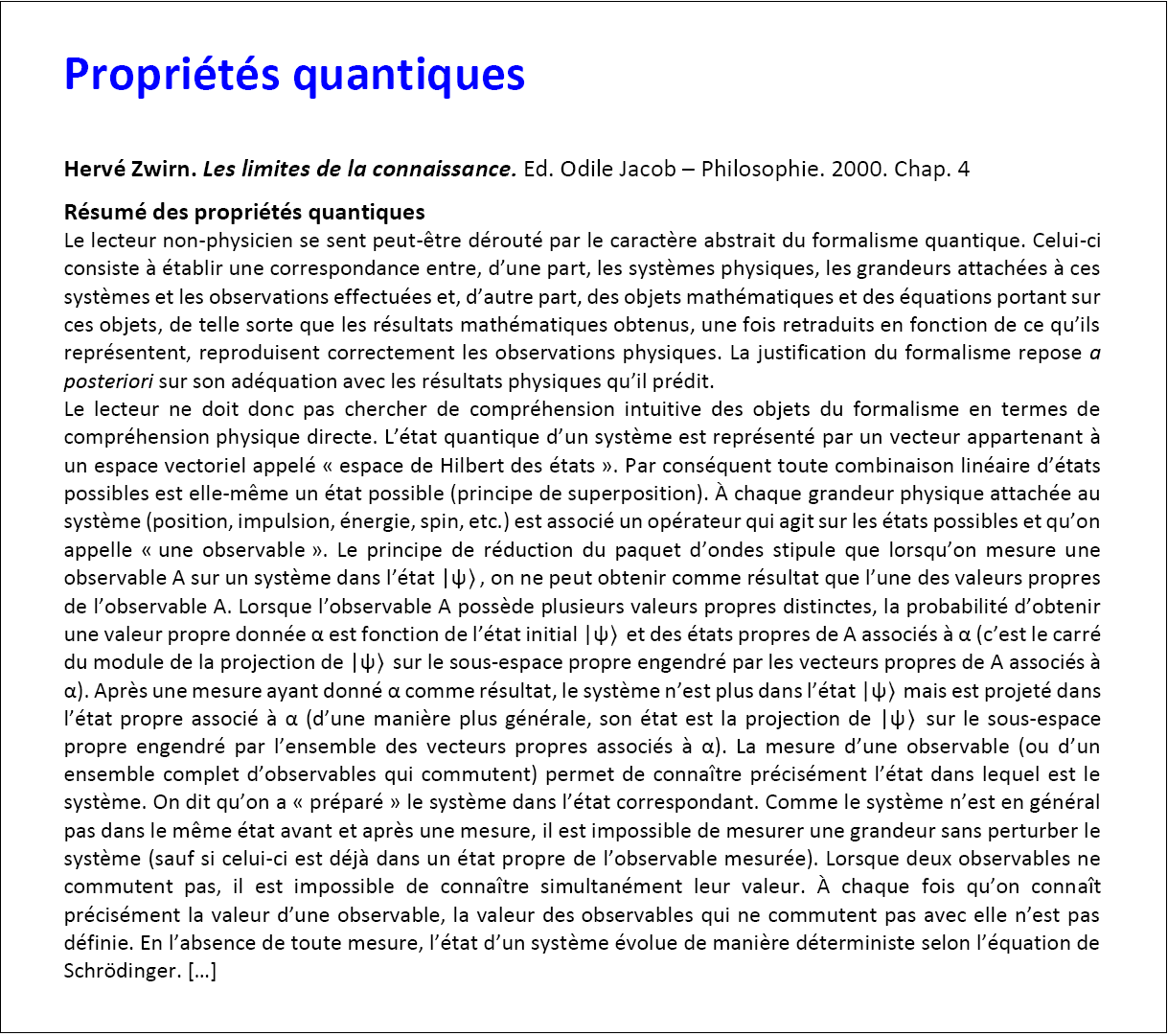 Lectures quantiques – Chantiers de Sciences