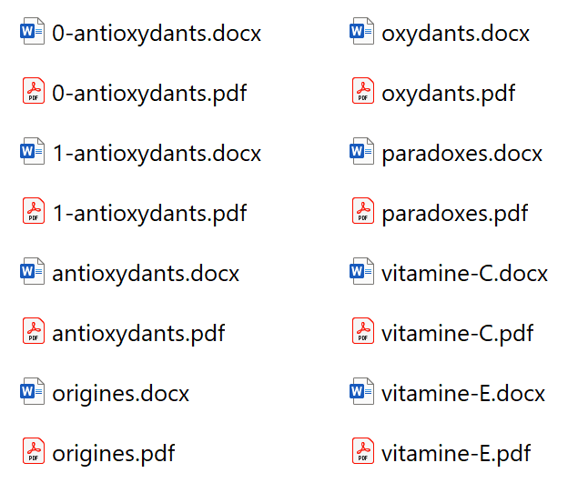 Antioxydants – Chantiers de Sciences