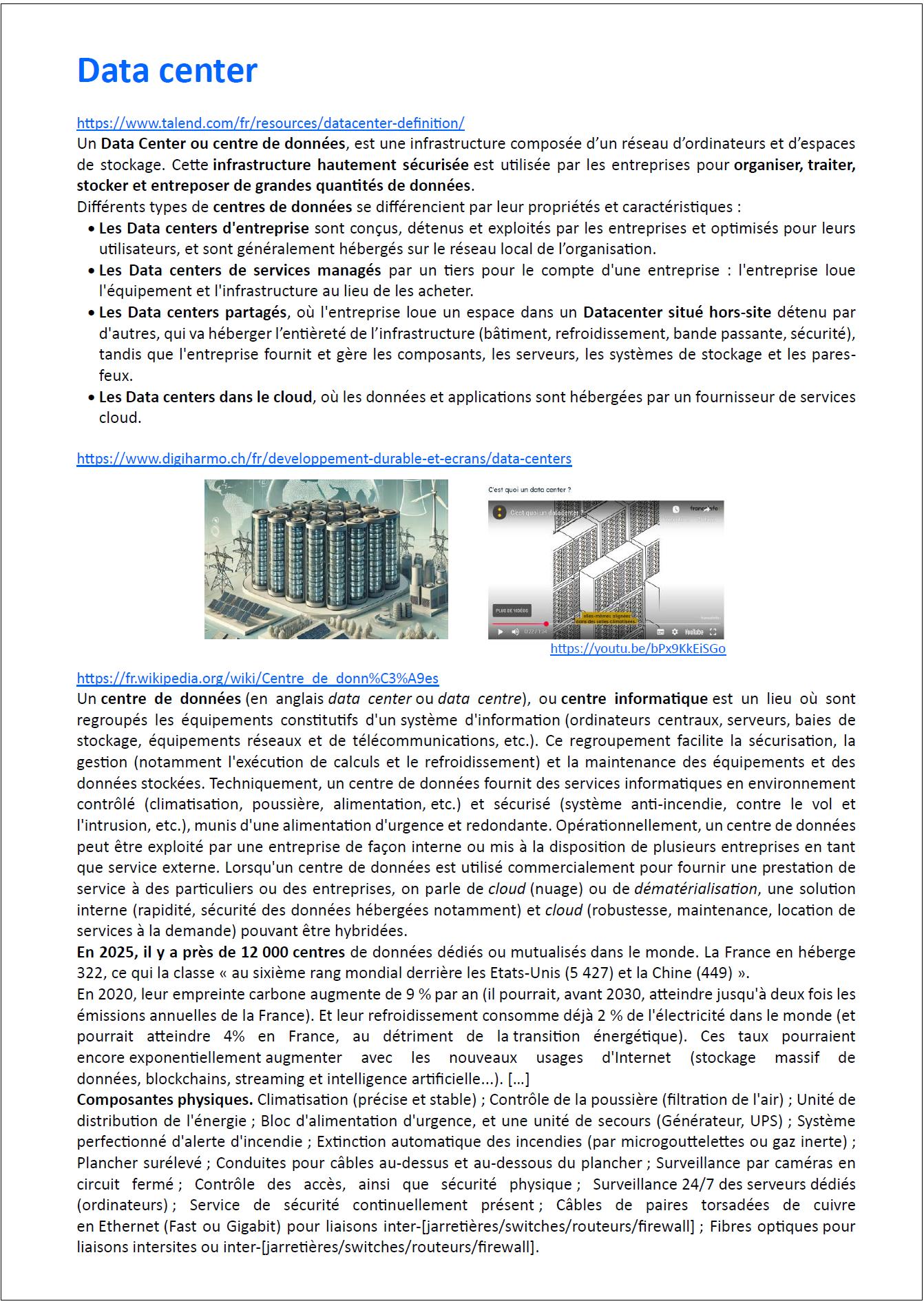Data center – Chantiers de Sciences